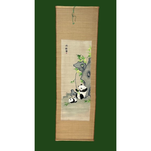 Wall Decor | Vintage Chinese Silk Thread Panda Embroidered Wall Hanging ...